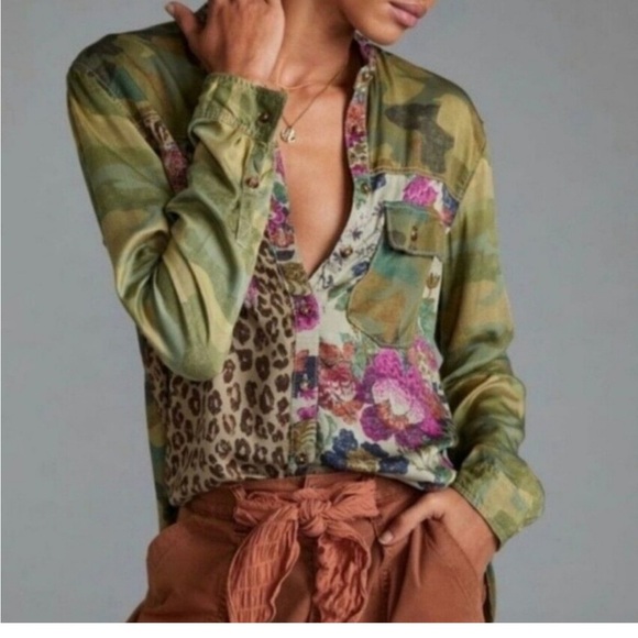 Pilcro | Tops | Pilcro Anthropologie Printed Button Down Tunic Shirt ...